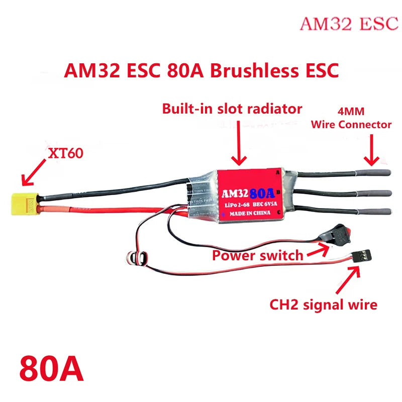 AM32 60A 80A 150A 200A Brushless ESC 2-6S BEC 6V/2A 6V/5A For 1/10 1 ...