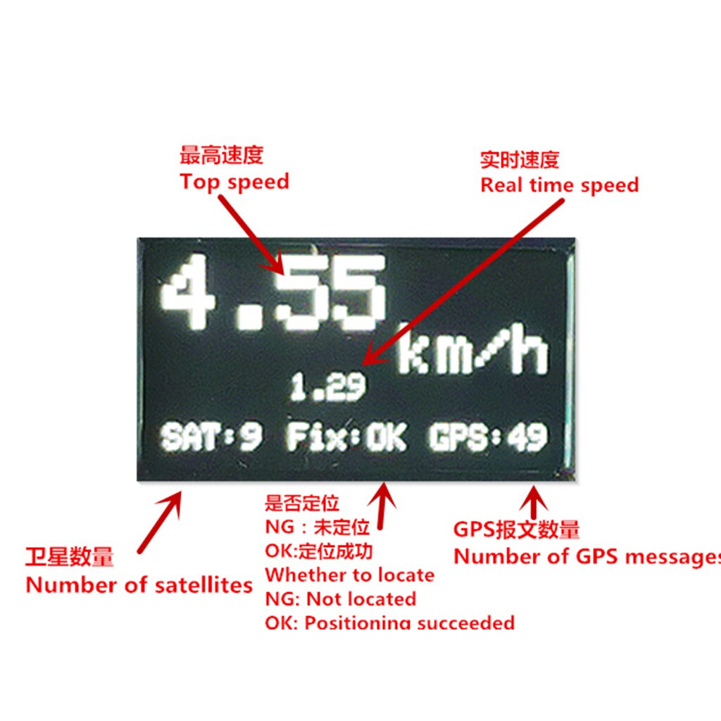 67X33X21mm GPS Speed Speedometer Built-in LIPO Battery for RC Airplan ...