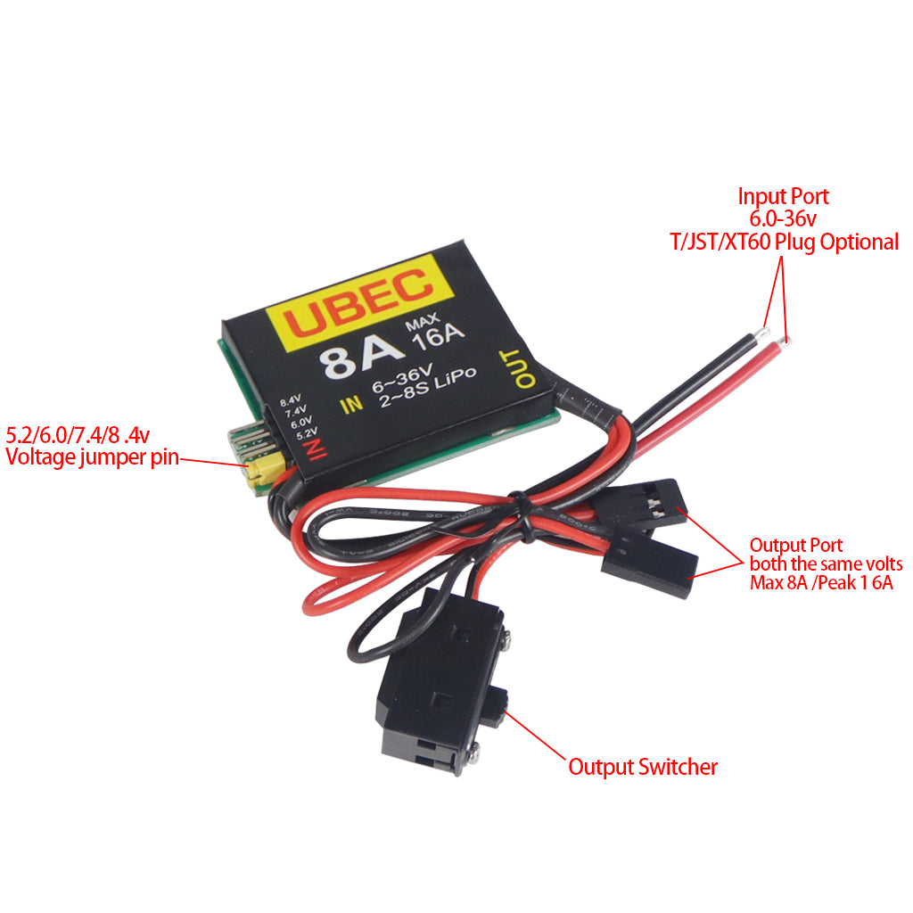 UBEC-8A 2S-6S 6-36V BEC DUAL UBEC 8A/16A 5.2/6.0/7.4v/8.4v Servo Sepa ...